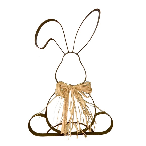 Accents | Dark Brown 19 Tall Metal Easter Bunny With Natural Straw Bow ...